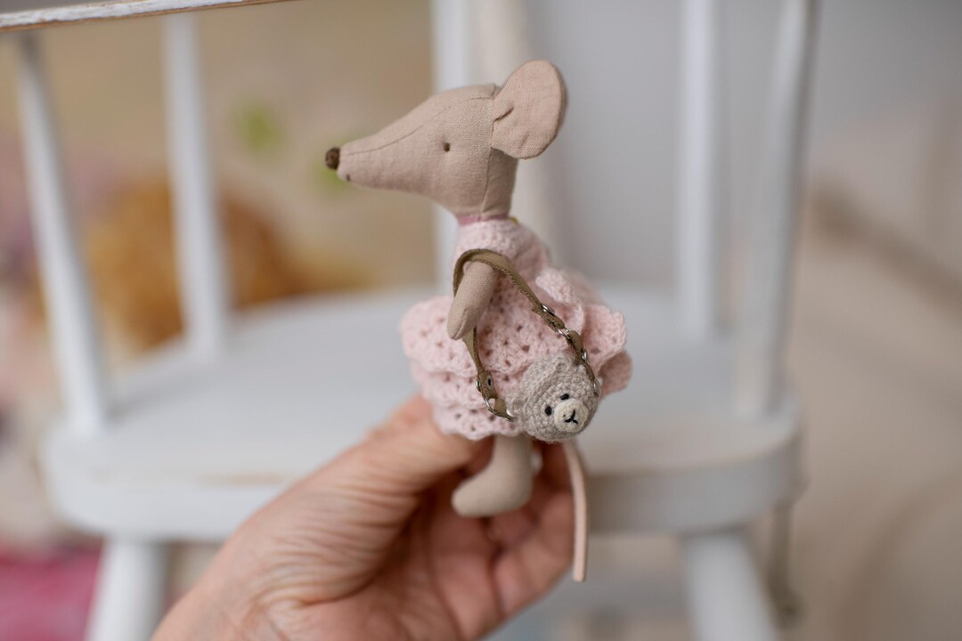 Maileg Mouse Miniature Bag, Wool Bear Outfit Doll Accessory 1:12 - Etsy