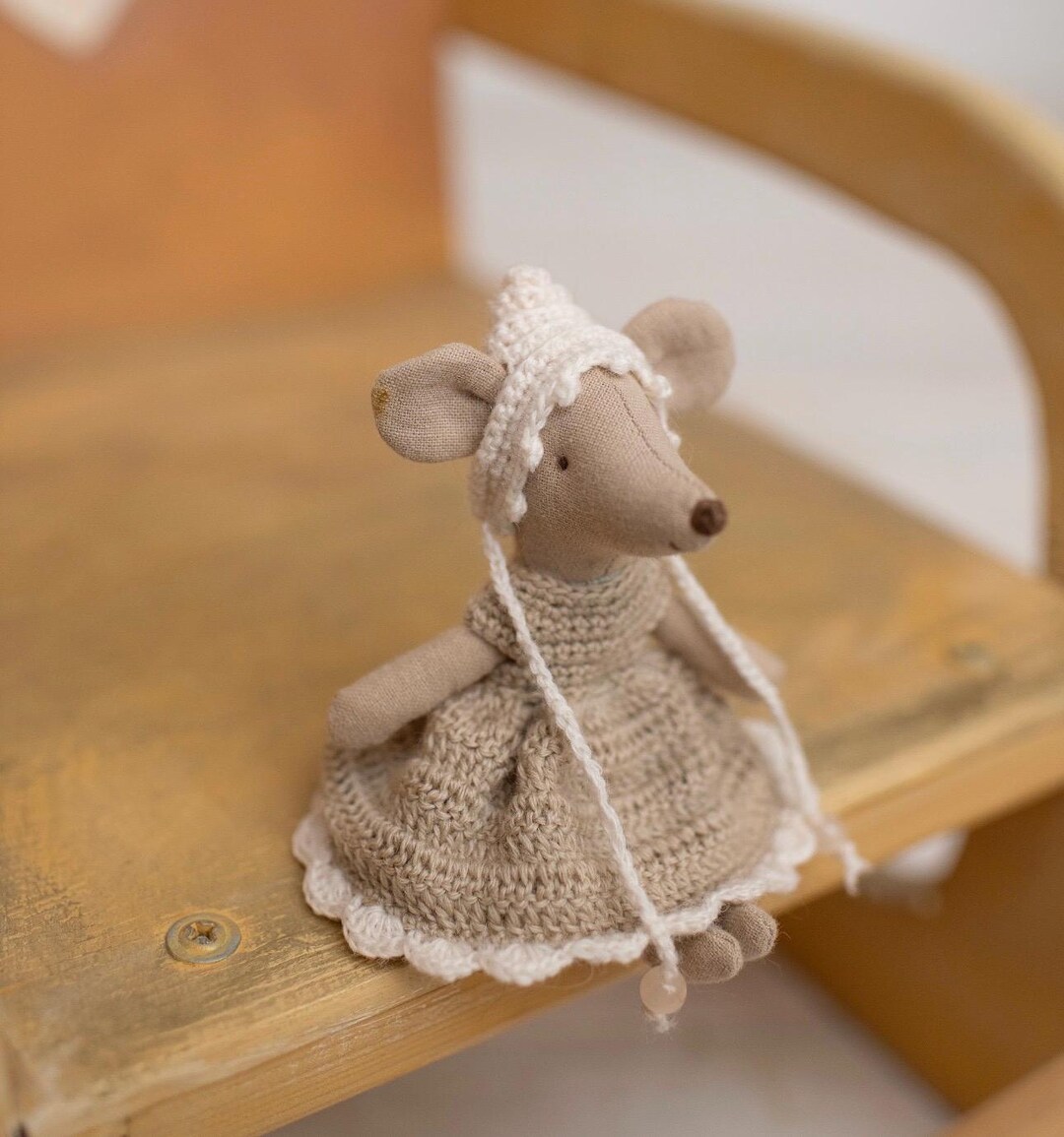 Maileg Little Sister Mouse Outfit: Handmade Wool Dress +hat - Etsy