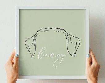 Pet Ears Custom Line Drawing Dog Ear Outline Cat Ear - Etsy