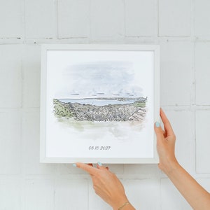 Personalized Favourite Place Sketch, Custom Watercolor Print of Where ...