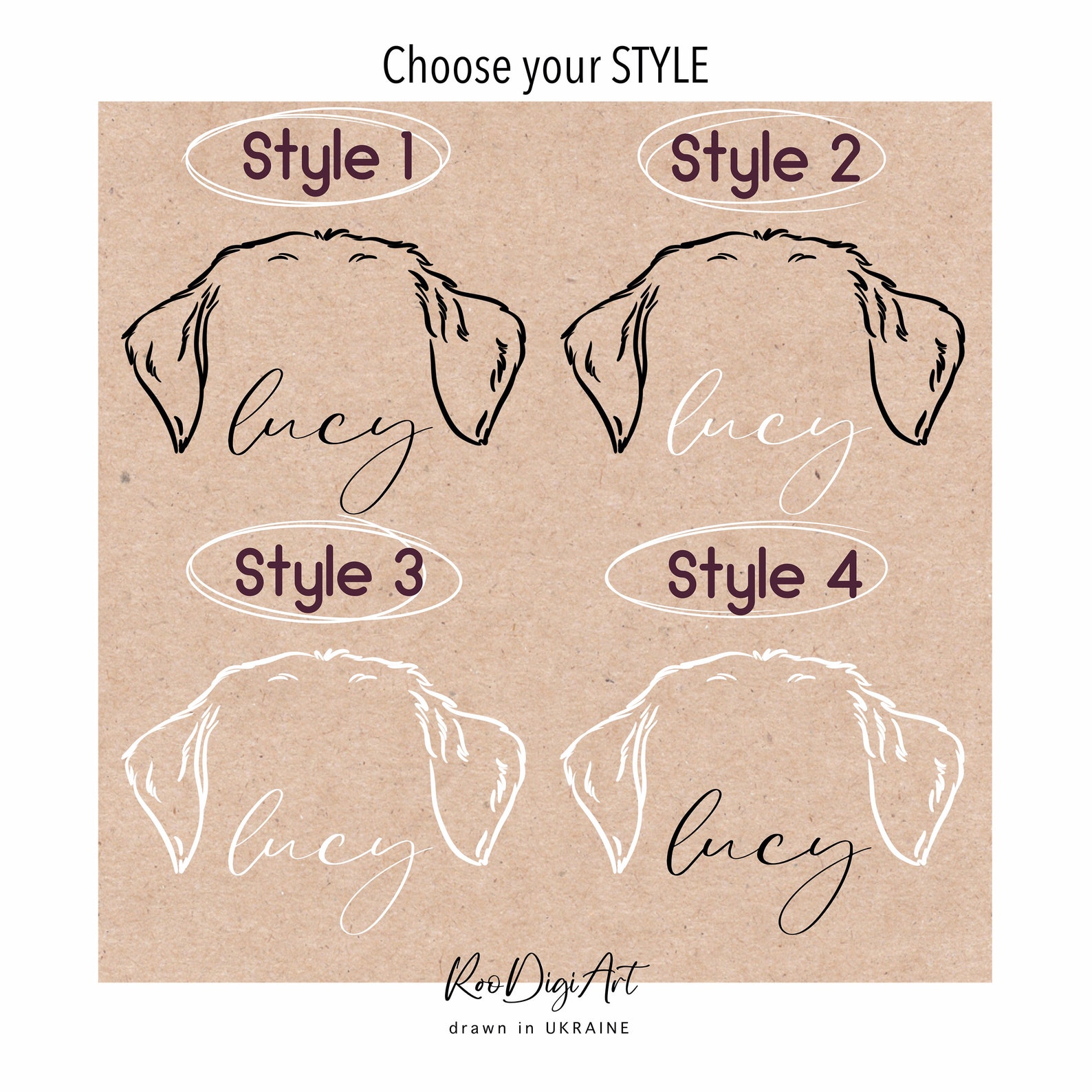 Minimalist Custom Pet Ears Line Art, Dog Tattoo Design, Custom Dog Ears ...
