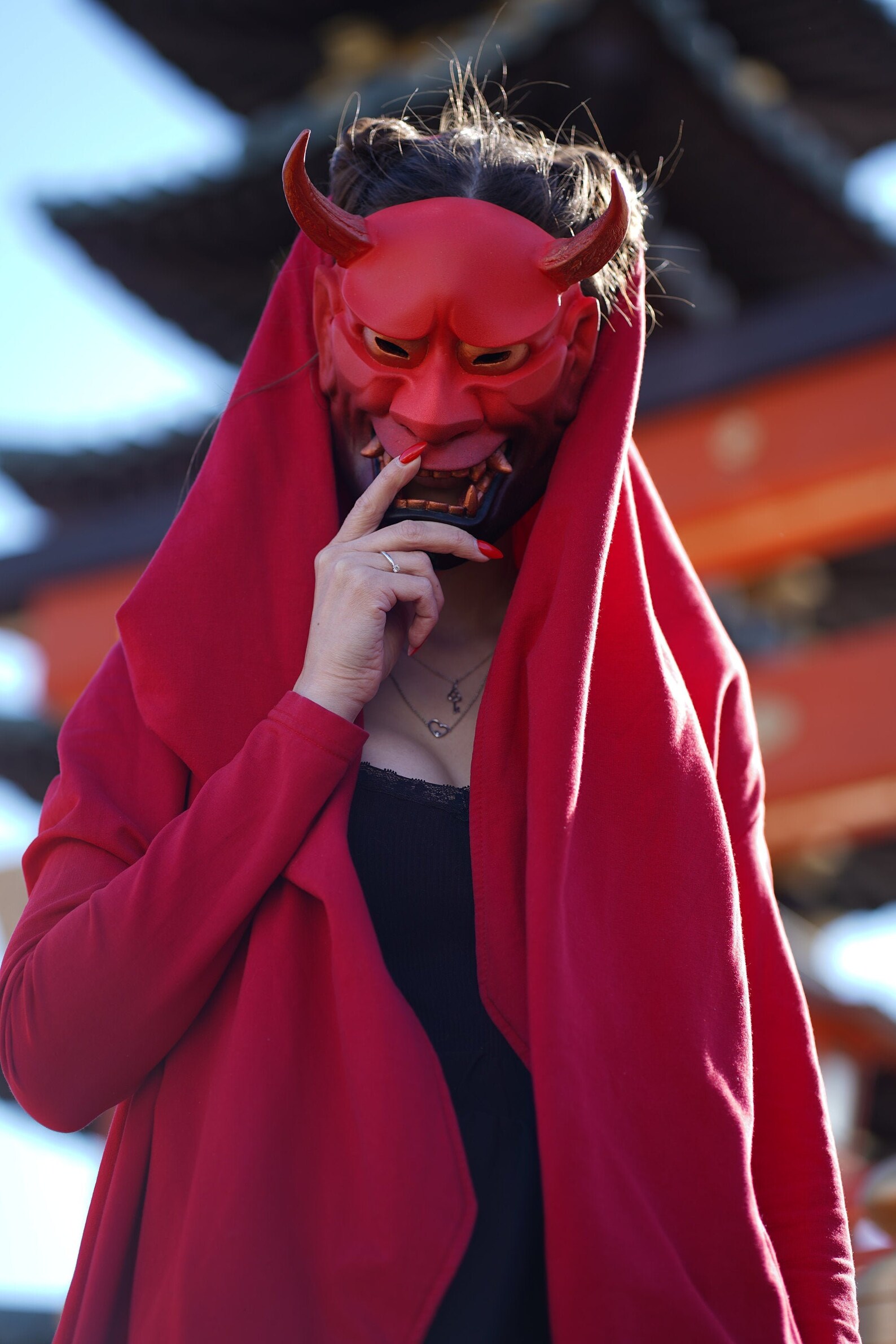Oni Demon Face Mask. Japanese Theater red | Etsy