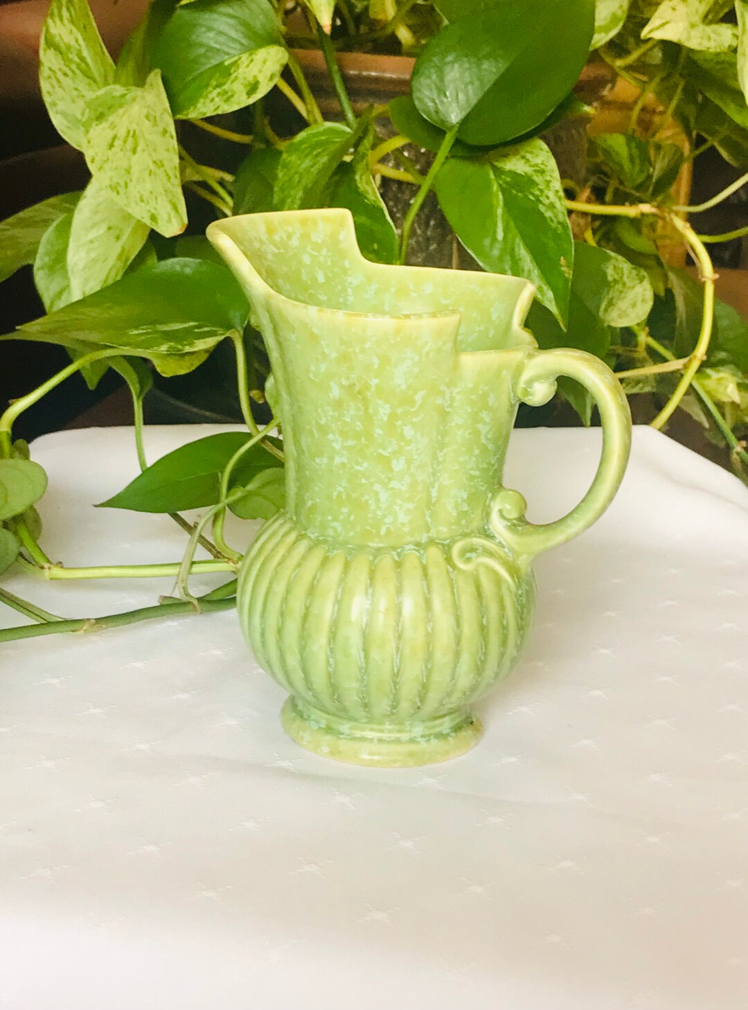 Vintage Crown Devon Green/blue Pitcher - Etsy