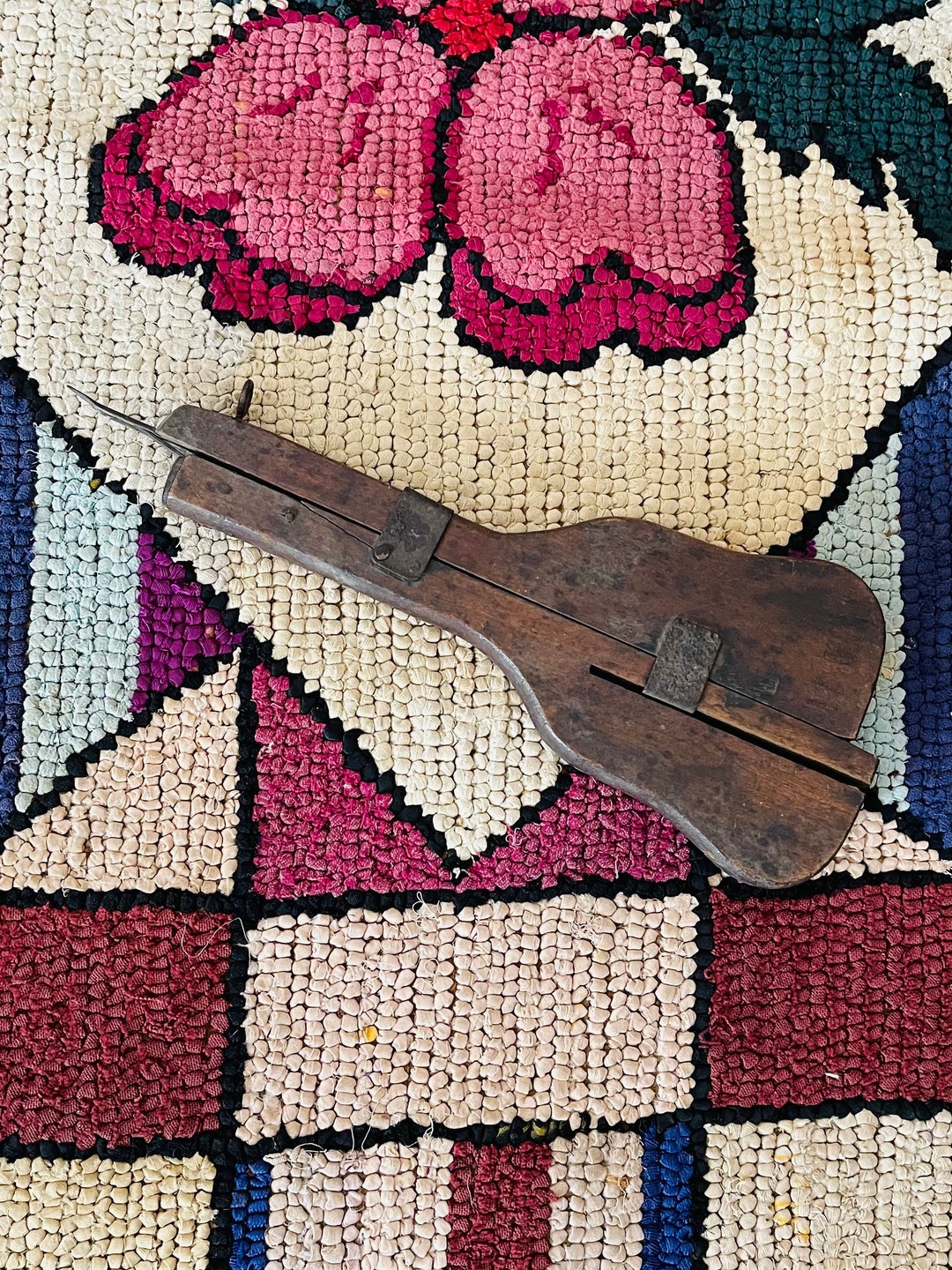 Antique Wooden Rug Hooking Tool - Etsy