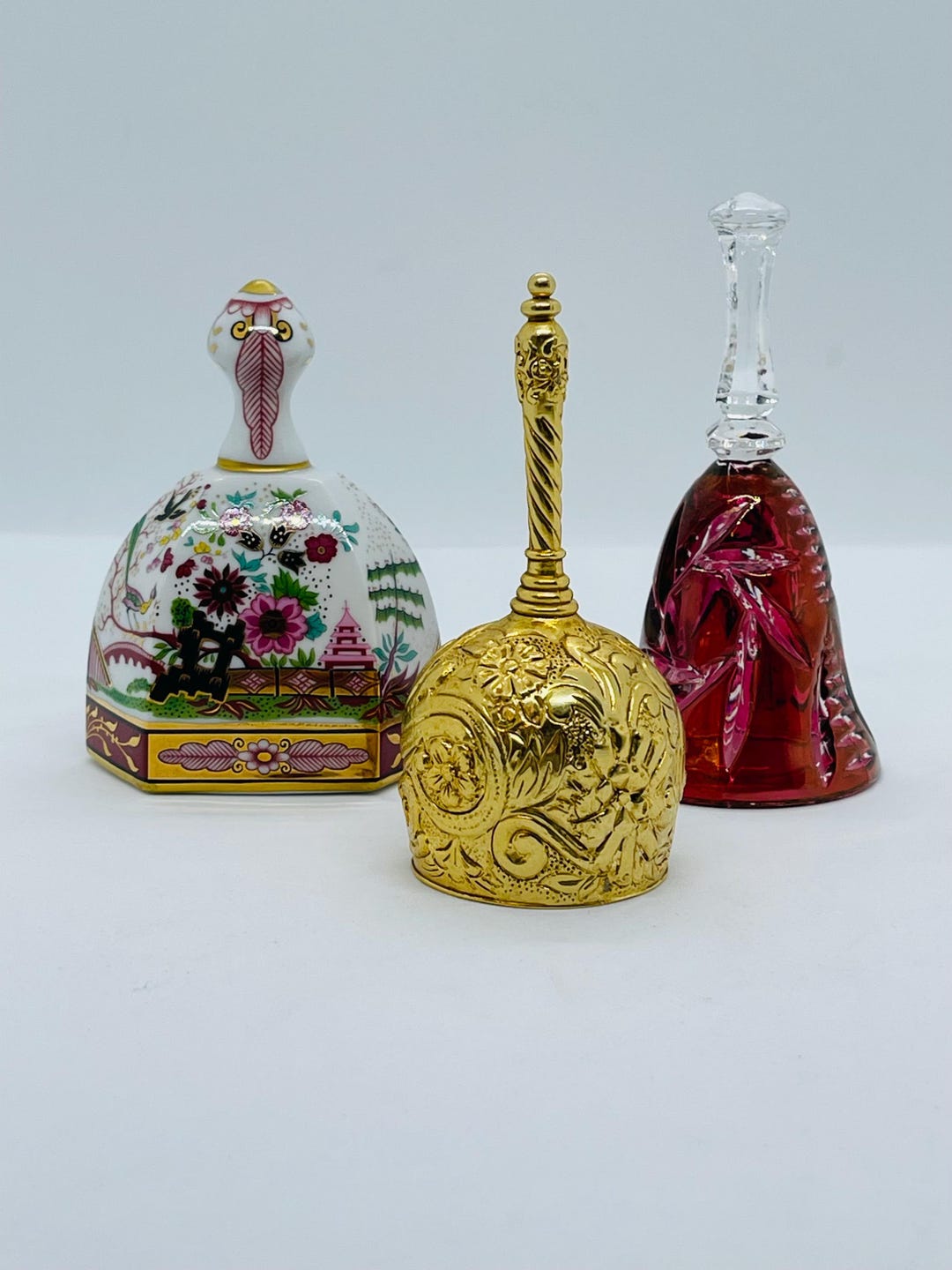 Three Vintage Small Gold Red Decorative Bells - Etsy
