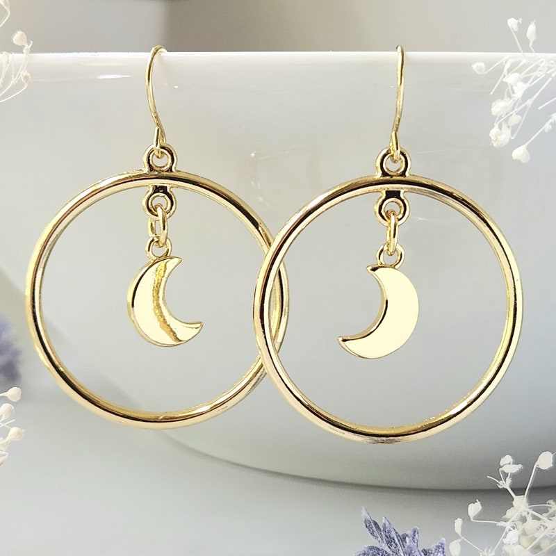 Moon Hoop Earring - Etsy