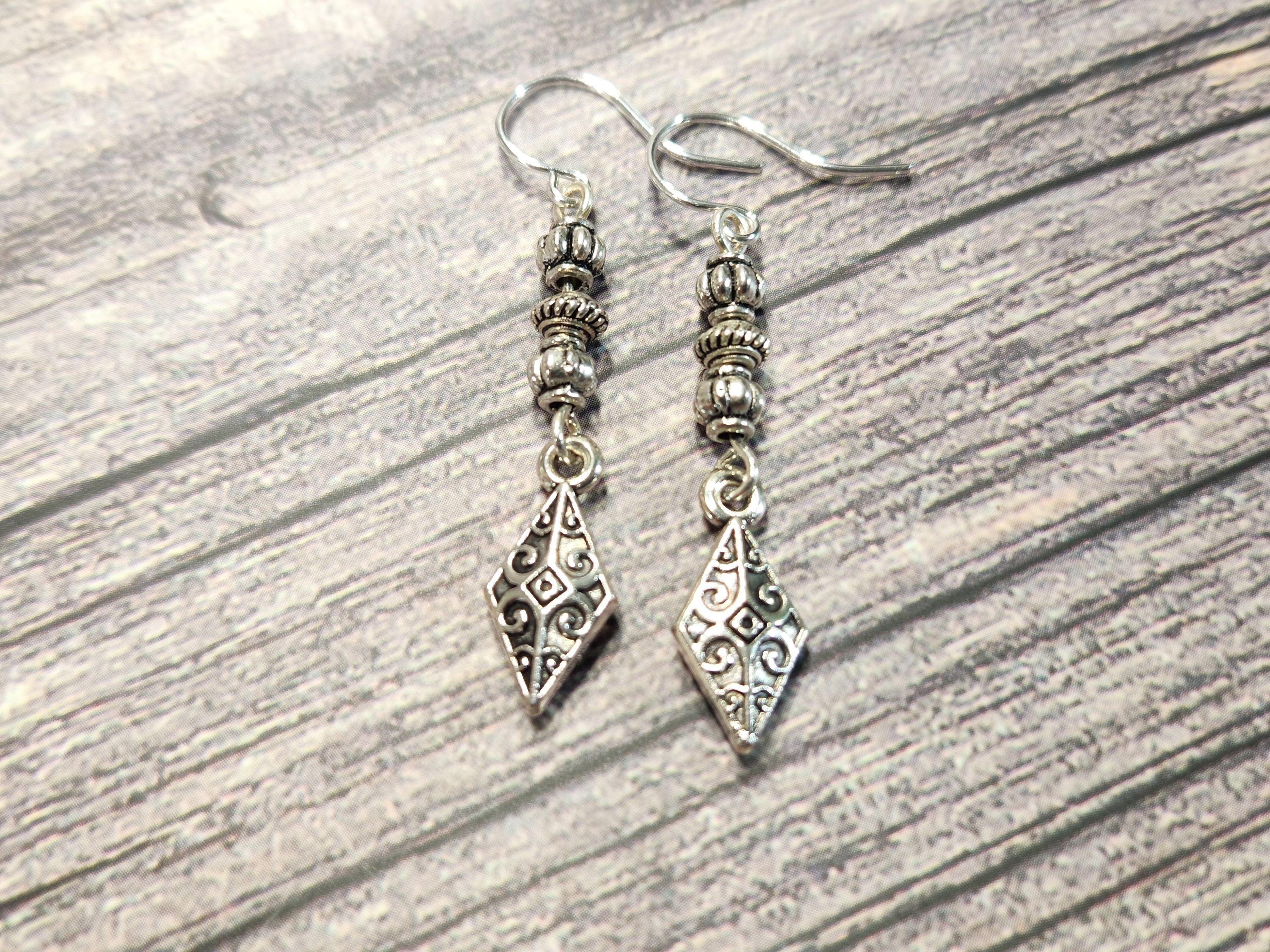Boho Earrings Small Silver Dangle Earrings Rustic Earrings - Etsy