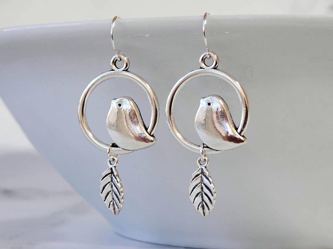 Bird Earrings, Silver Earrings, Nature Earrings, Minimalist Earrings ...