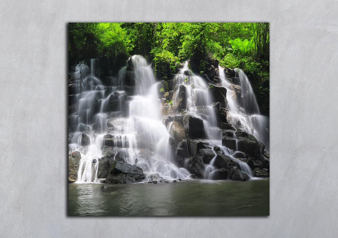 Tropical Waterfall Digital Photo Bali Wall Art Horizontal Water Fall ...