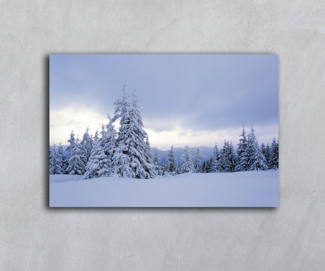 Winter Scenery Tree Digital Download Mountain Wall Art Snow Forest ...