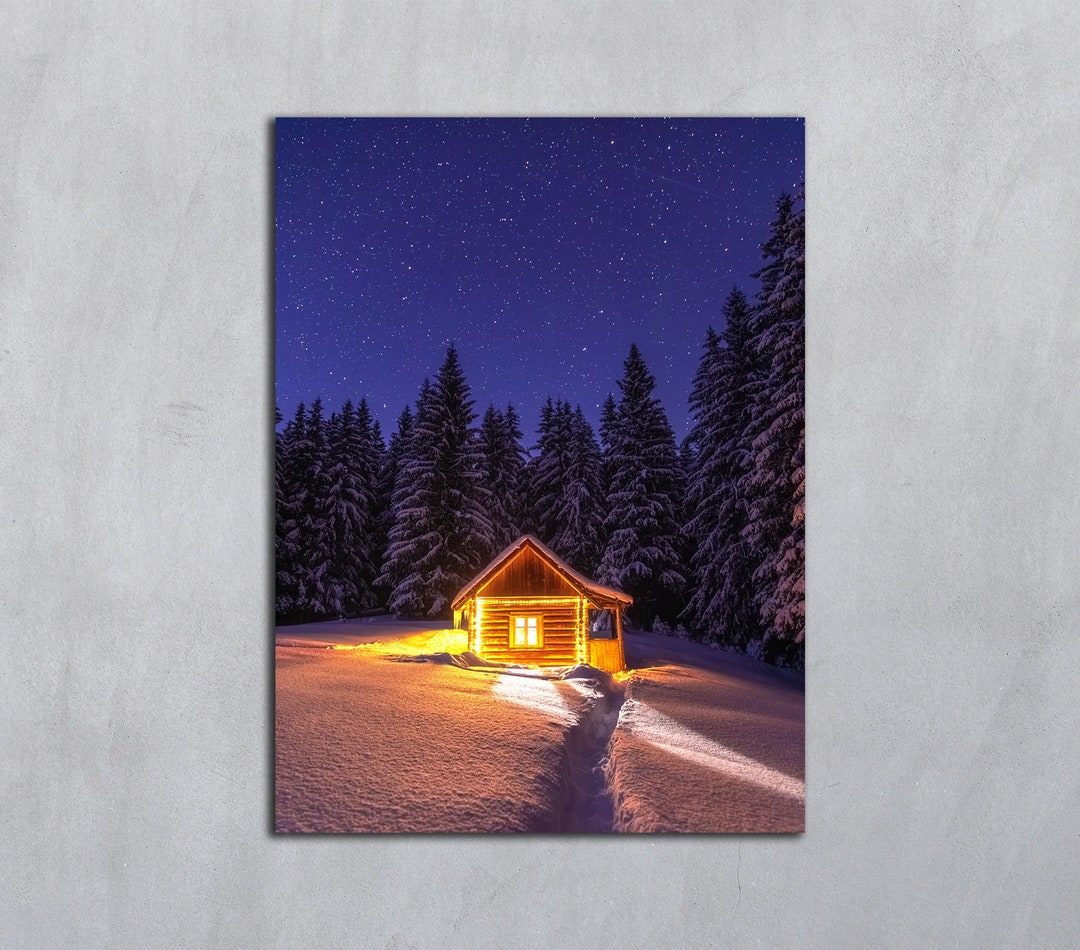 Night Magical Winter Scene Winter Landscape Print Winter Snow Backgroup ...