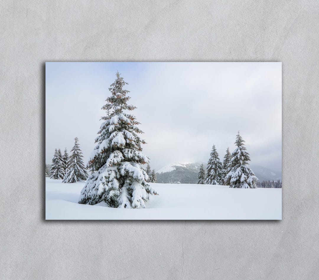Winter Scenery, Tree Digital Download, Mountain Wall Art, Snow Forest ...