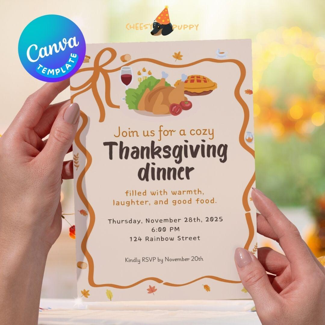 Thanksgiving Feast Invitation Template – Editable in Canva - Etsy