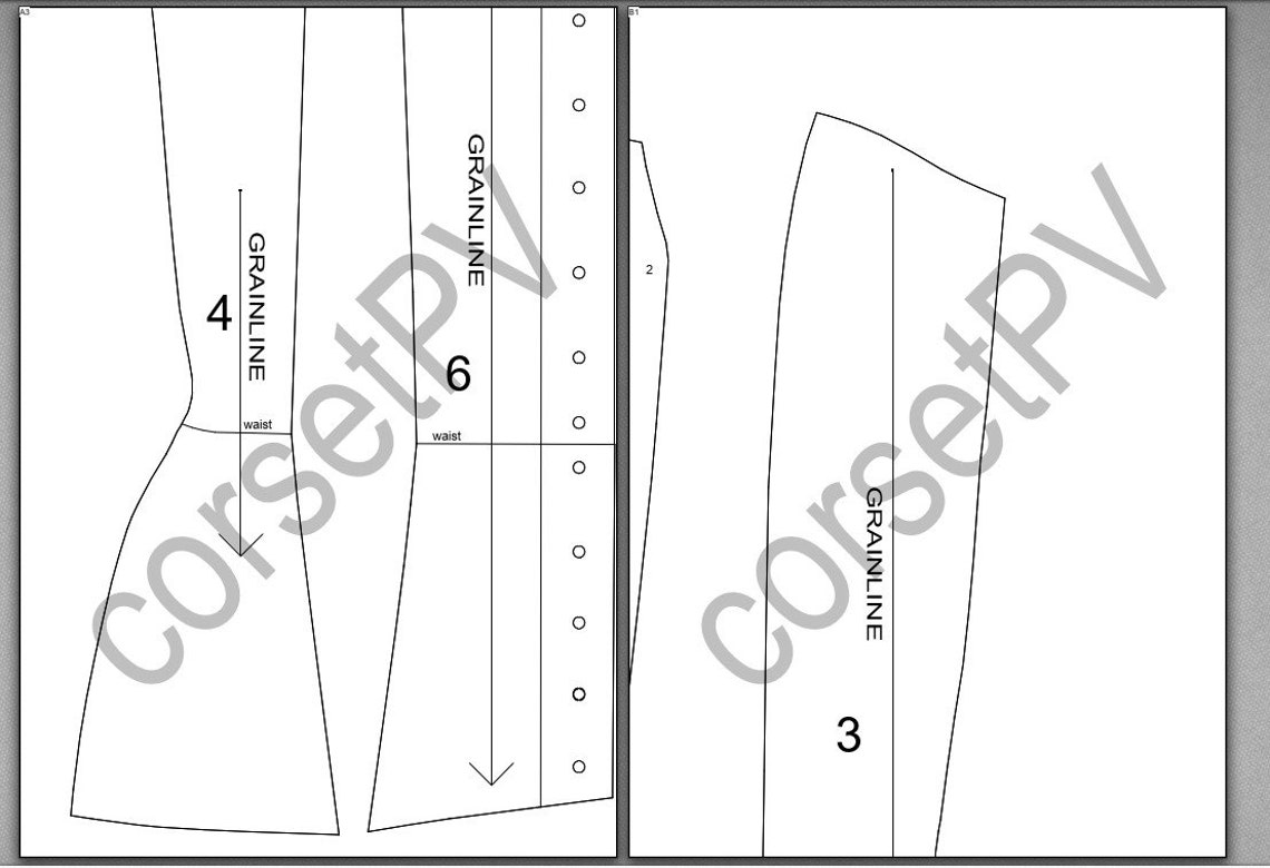 Overbust Corset Pattern PDF 27.5 70cm Waist Sewing - Etsy