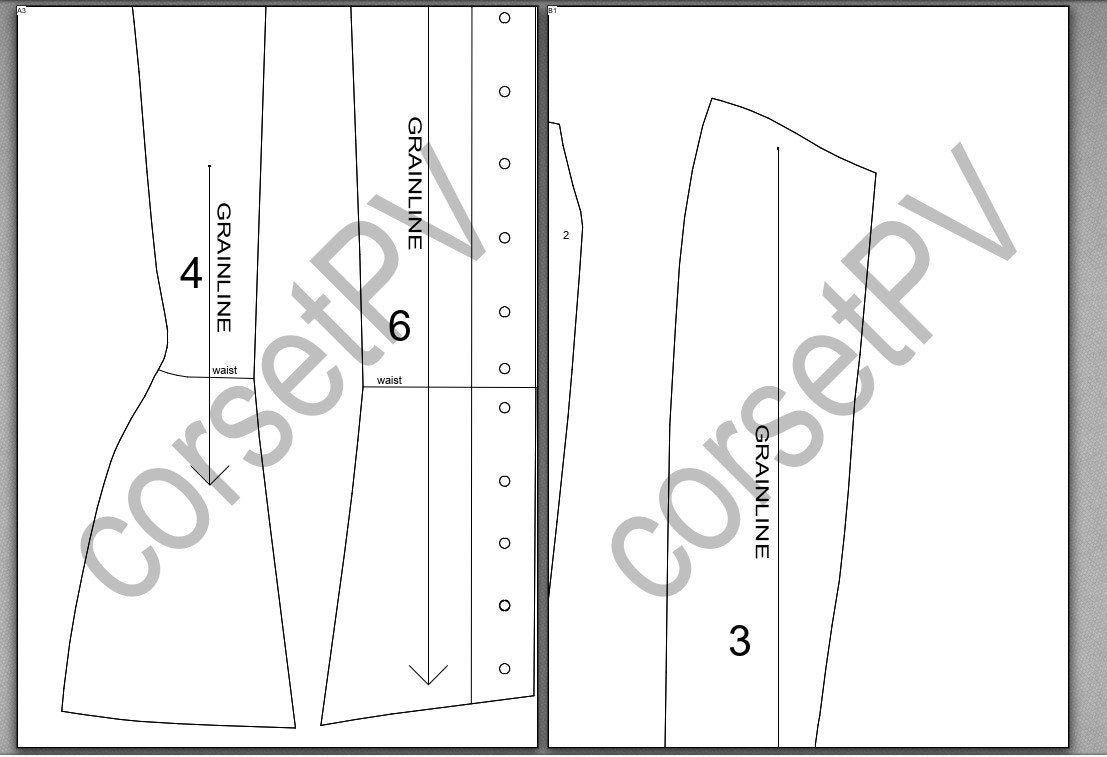 Overbust Corset Pattern PDF 27.5 70cm Waist Sewing - Etsy