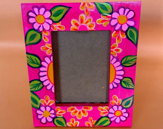 Mexican Hand-painted Photo Frame Hot Pink - Etsy