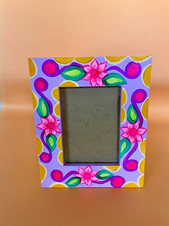 Mexican Hand-painted Photo Frame Lavender - Etsy