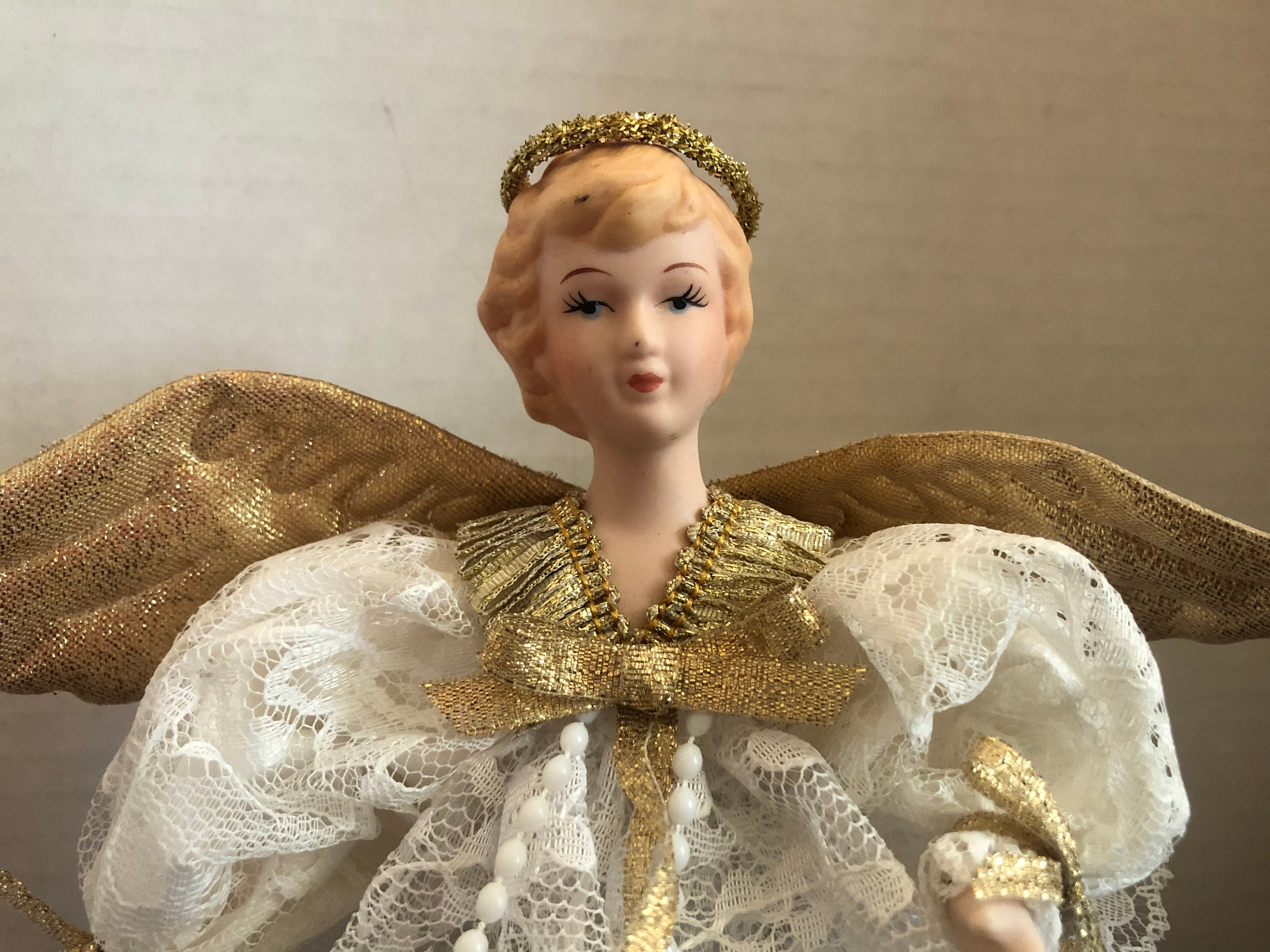 Christmas Tree Topper Angel Porcelain Head Etsy