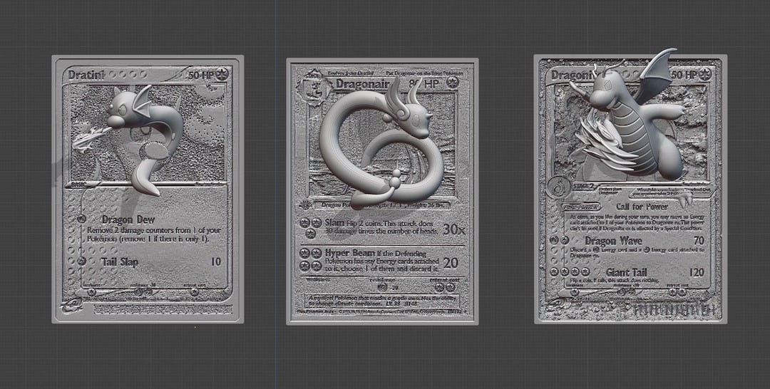 Dratini Dragonair Dragonite | 3-pack | Custom Pokemon Card 3d Printed ...