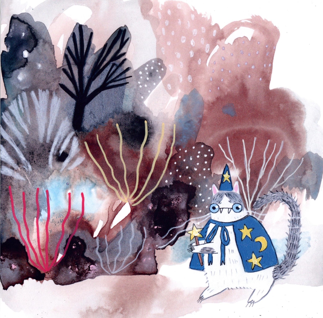 PRINT 8x8" Wizard Cat on Cardstock Paper - Etsy