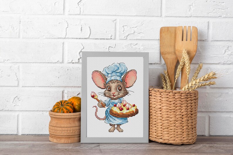 Cute Baker Mouse Cross Stitch Pattern PDF Instant Digital - Etsy