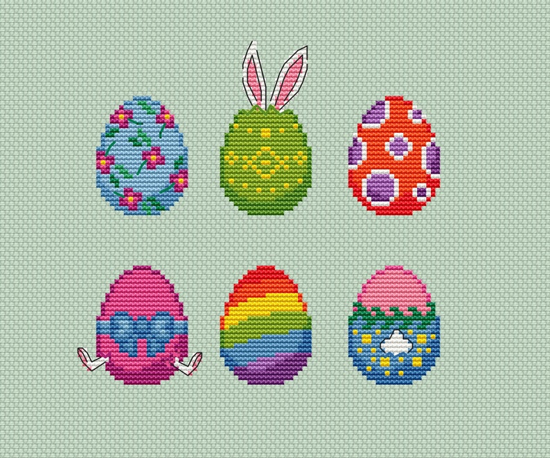 Funny Easter Eggs Cross Stitch Pattern, Bunny Design (PDF Pattern) - Etsy