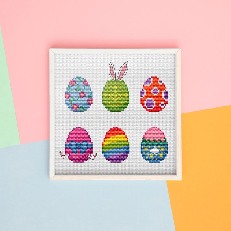 Funny Easter Eggs Cross Stitch Pattern, Bunny Design (PDF Pattern) - Etsy
