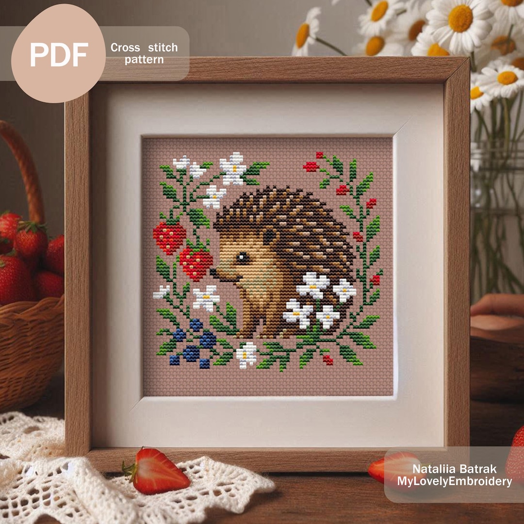 Hedgehog Cross Stitch Pattern: Cottagecore Sampler (PDF Download) - Etsy