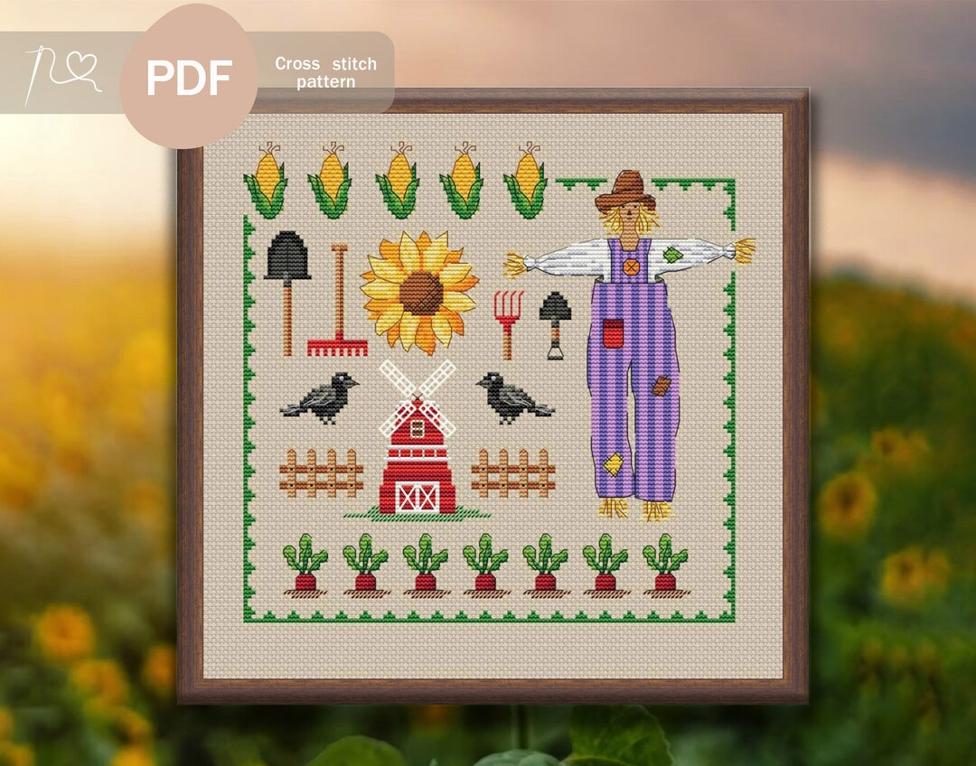 Scarecrow Sampler Cross Stitch Pattern PDF, Instant Digital Download ...