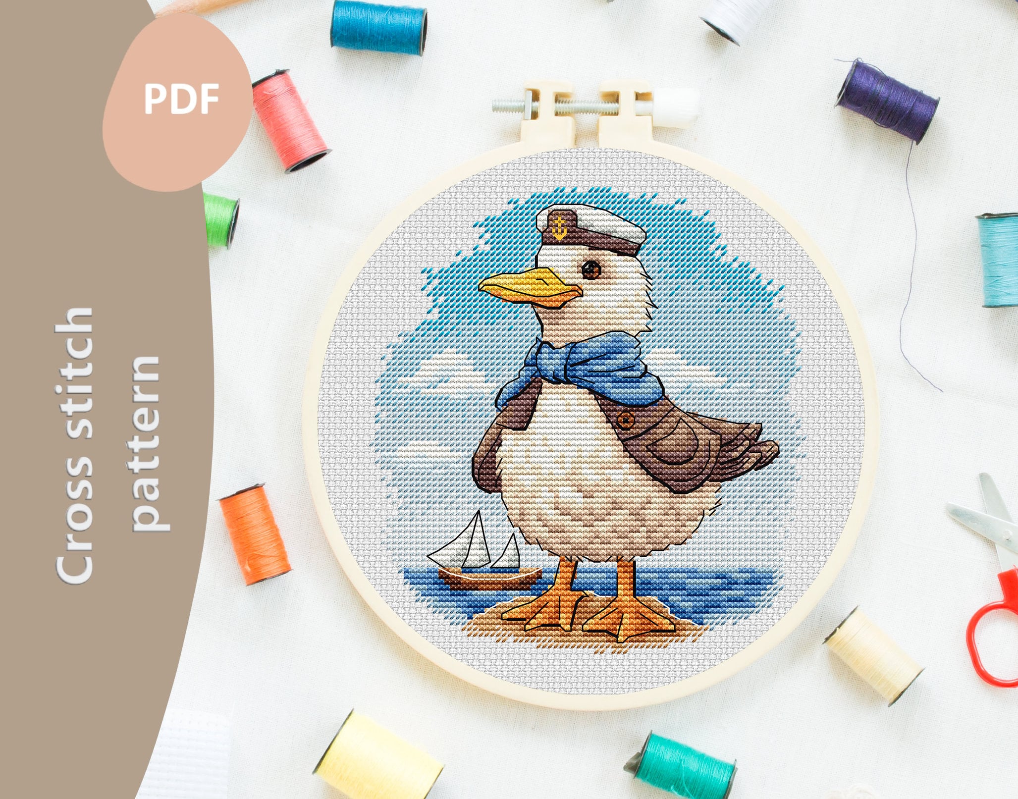 Sailor Seagull Cross Stitch Pattern PDF Instant Digital - Etsy Australia