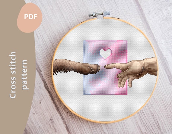The Creation of Adam With Dog Paw Cross Stitch Pattern PDF - Etsy