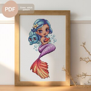 Cute Mermaid Cross Stitch Pattern PDF, Instant Digital Download ...
