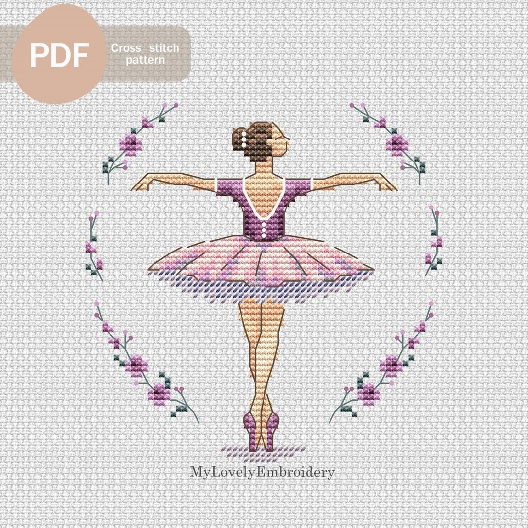 Dancing Ballerina Cross Stitch Pattern PDF Instant Download, Floral ...