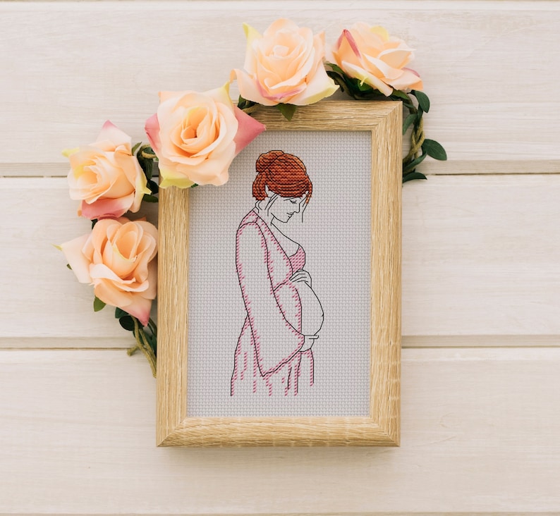 Pregnancy Cross Stitch Pattern: Customizable Colors (PDF Download) - Etsy