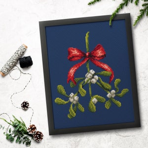 Christmas Mistletoe Cross Stitch Pattern PDF, Instant Digital Download ...