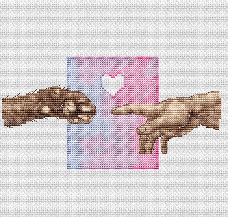 Cat Paw Creation of Adam Cross Stitch Pattern (PDF Download) - Etsy