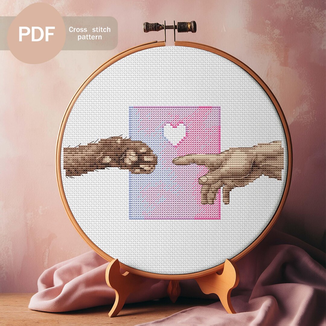Cat Paw Creation of Adam Cross Stitch Pattern (PDF Download) - Etsy
