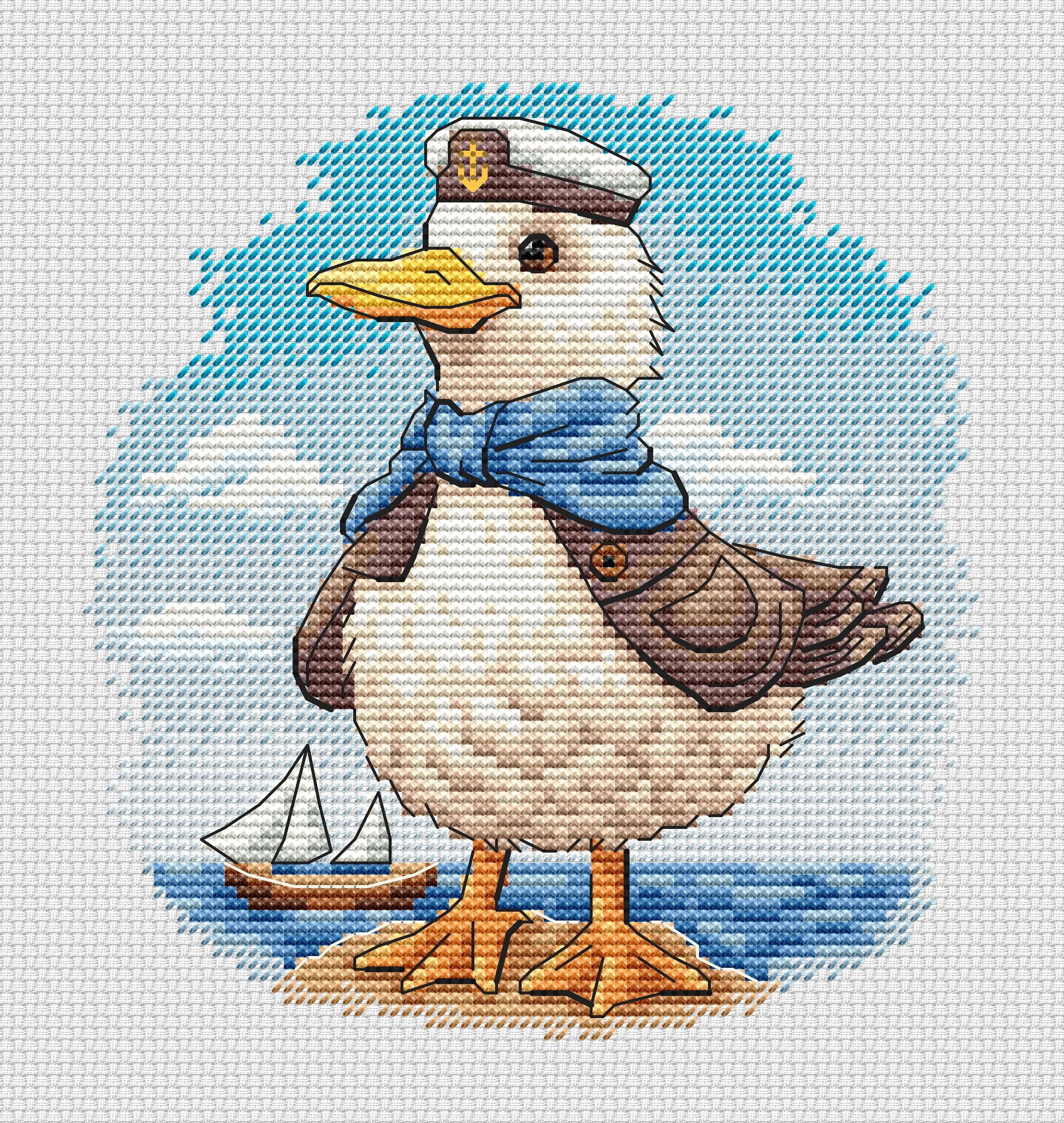 Sailor Seagull Cross Stitch Pattern PDF Instant Digital - Etsy Australia