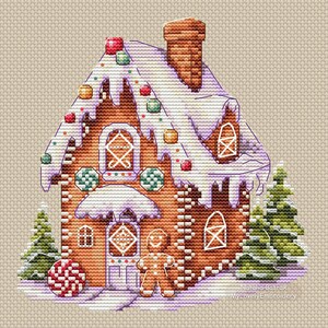 Gingerbread House Cross Stitch Pattern, Christmas Embroidery (PDF ...