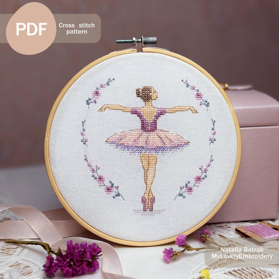 Dancing Ballerina Cross Stitch Pattern PDF Instant Download, Floral ...