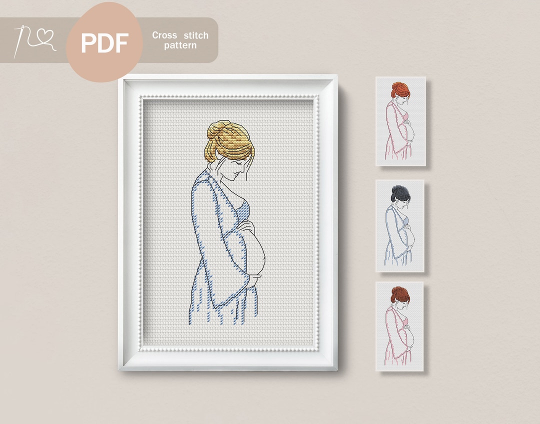 Pregnancy Cross Stitch Pattern: Customizable Colors (PDF Download) - Etsy