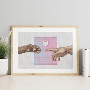 Cat Paw Creation of Adam Cross Stitch Pattern (PDF Download) - Etsy