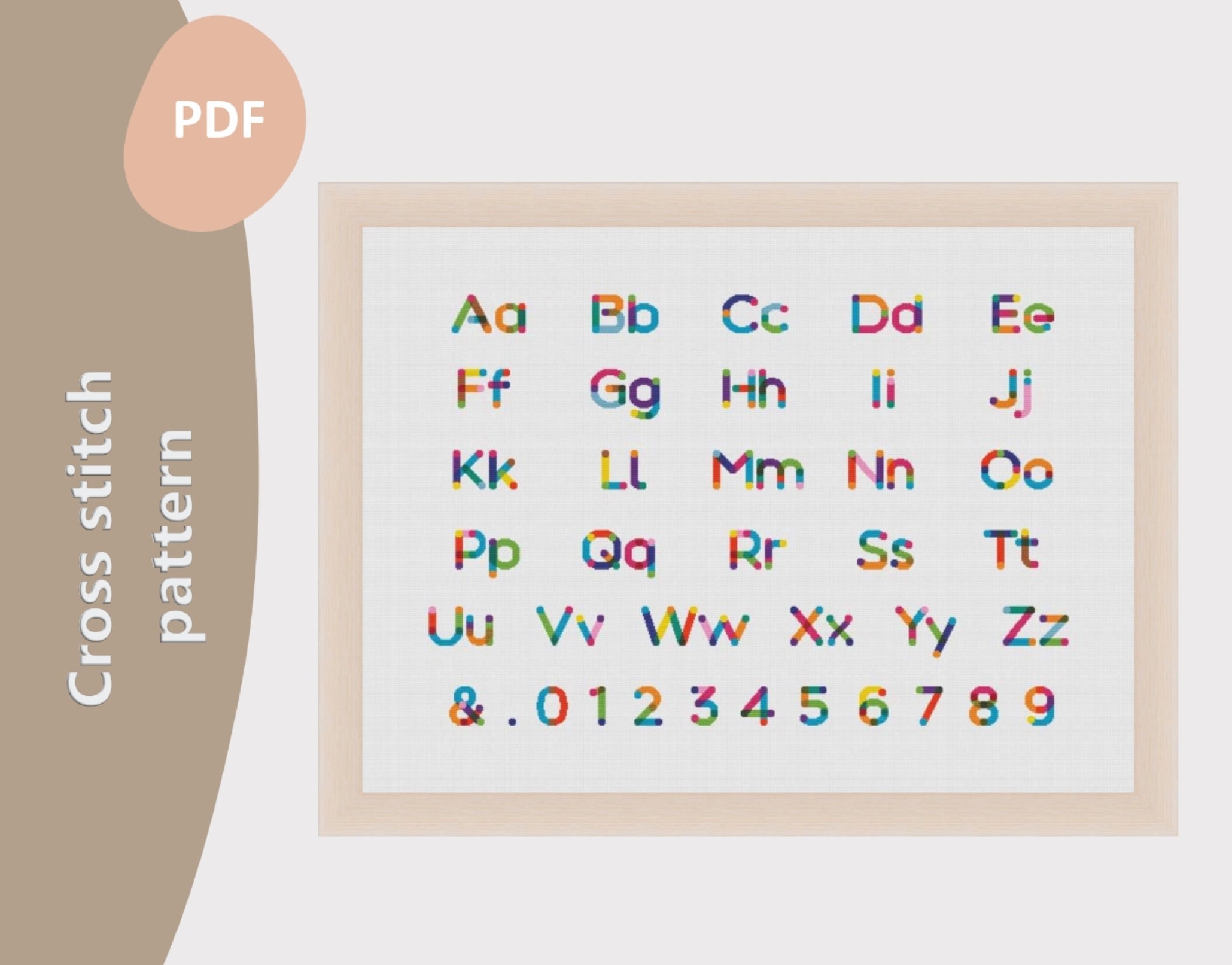 Big Сolorful Alphabet Letters Cross Stitch Pattern Instant - Etsy