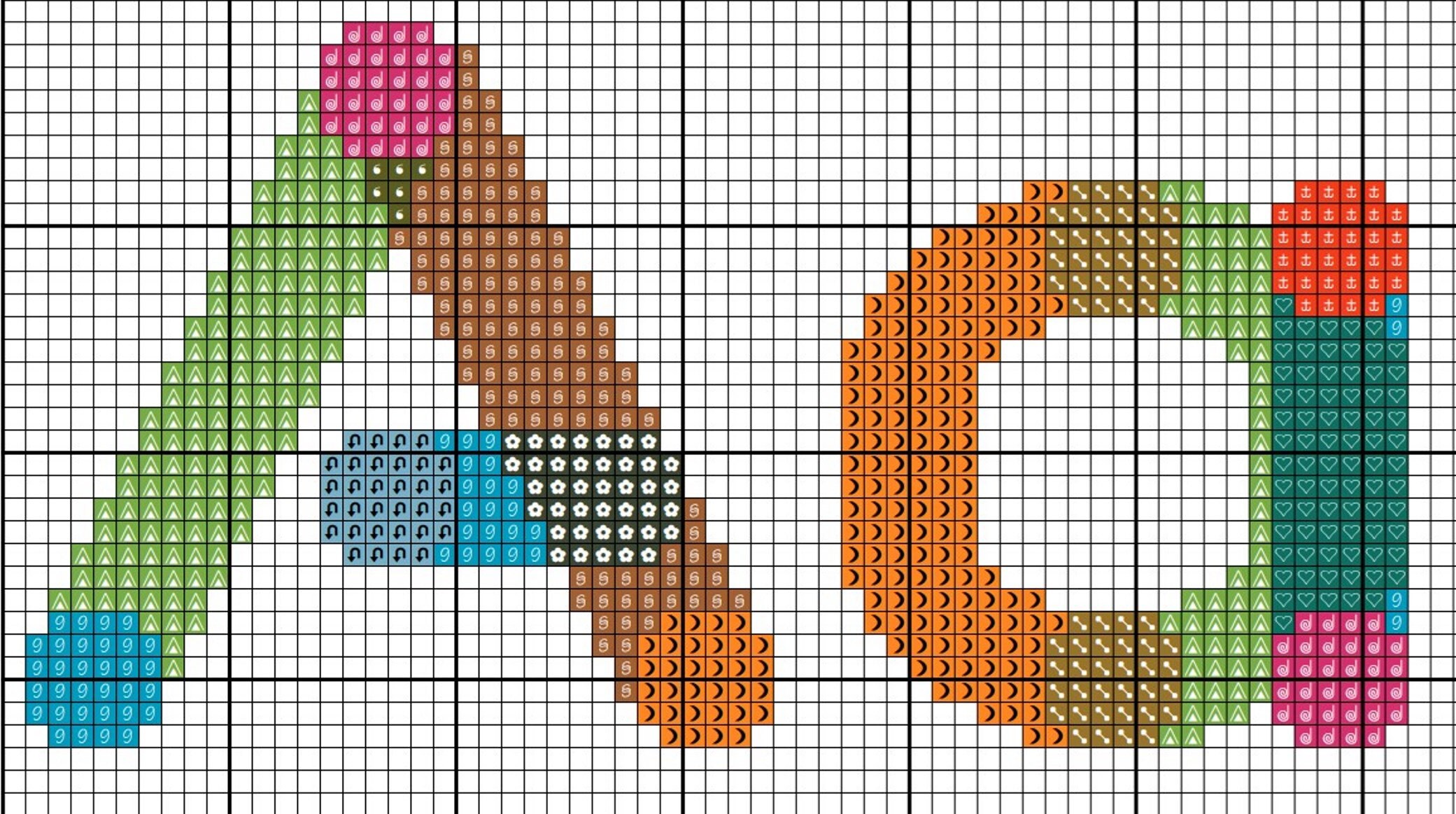 Big Сolorful Alphabet Letters Cross Stitch Pattern Instant - Etsy