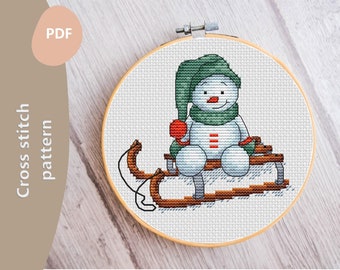 Snowman Cross Stitch Chart - Etsy