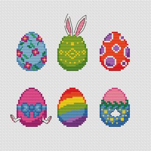 Funny Easter Eggs Cross Stitch Pattern, Bunny Design (PDF Pattern) - Etsy