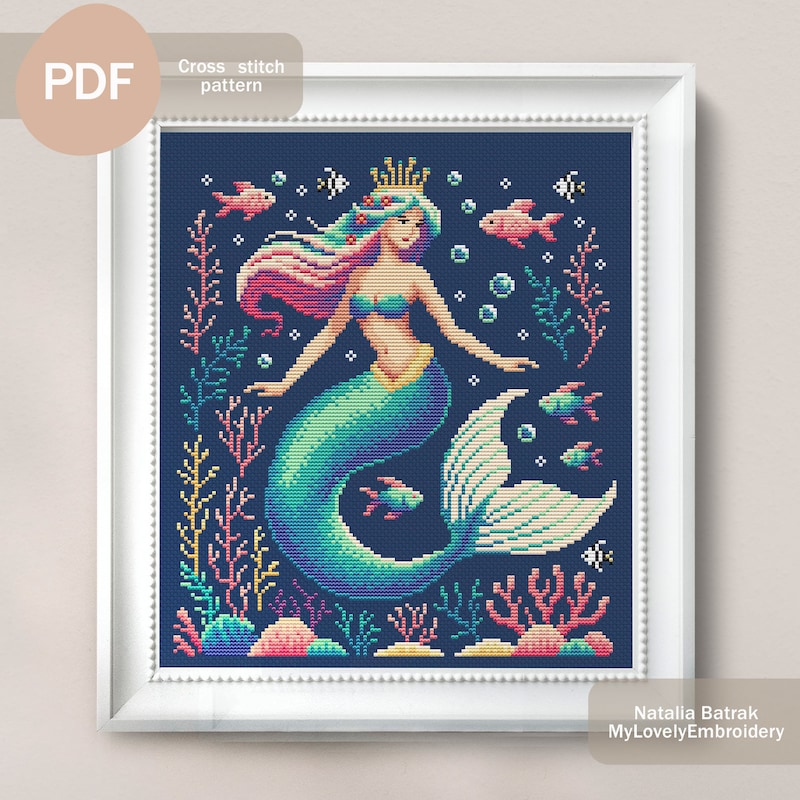 Mermaid Cross Stitch Pattern - Etsy