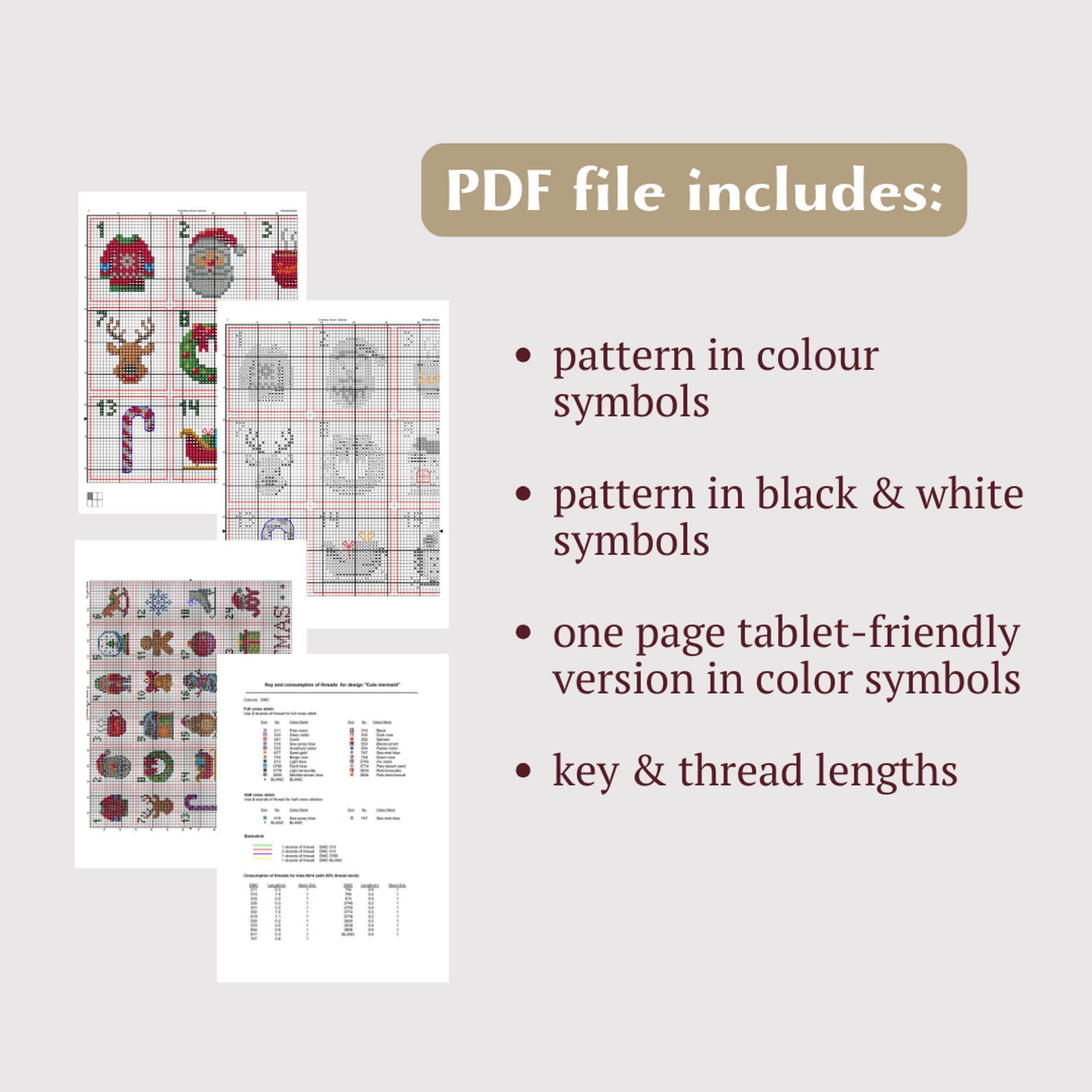 Christmas Advent Calendar Cross Stitch Pattern: 24 Festive Mini Motifs ...