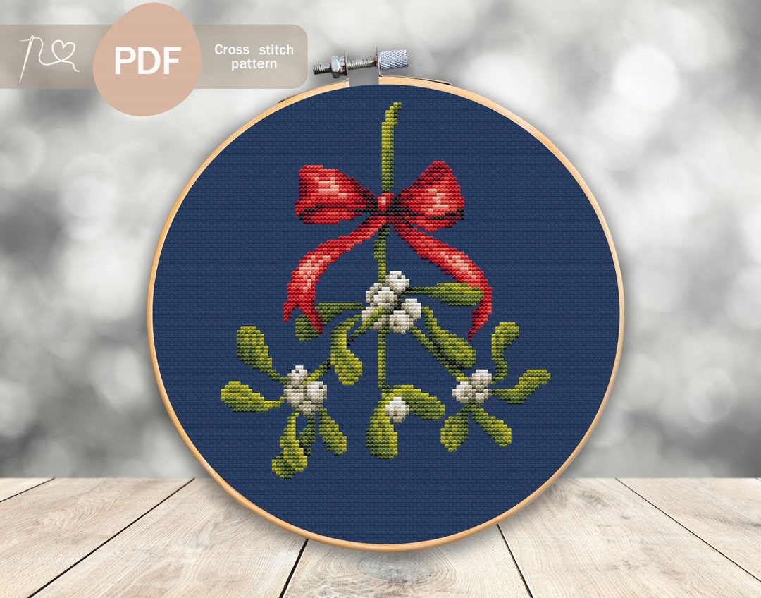Christmas Mistletoe Cross Stitch Pattern PDF, Instant Digital Download ...