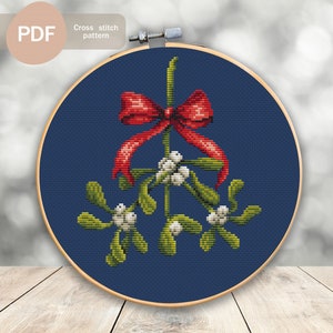 Christmas Mistletoe Cross Stitch Pattern PDF, Instant Digital Download ...